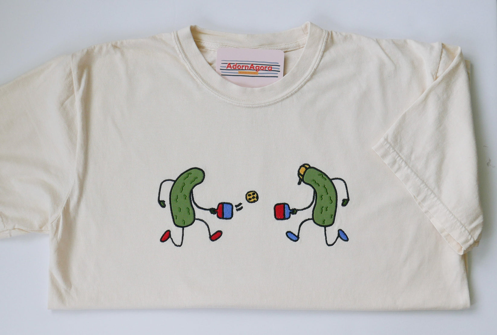 Pickles Playing Pickleball Appliqué T-Shirt – AdornAgora