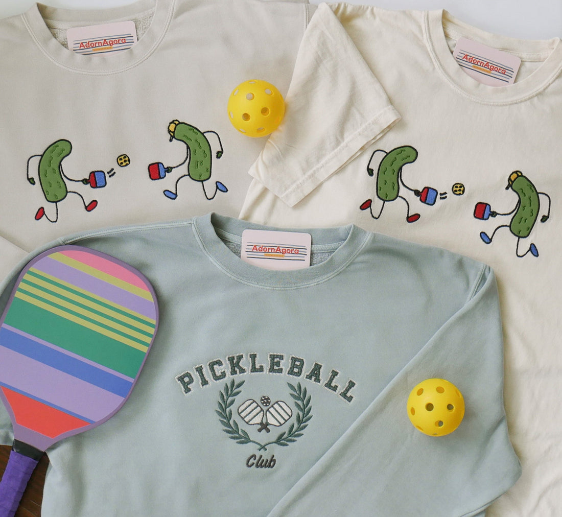 Pickles Playing Pickleball Appliqué T-Shirt – AdornAgora